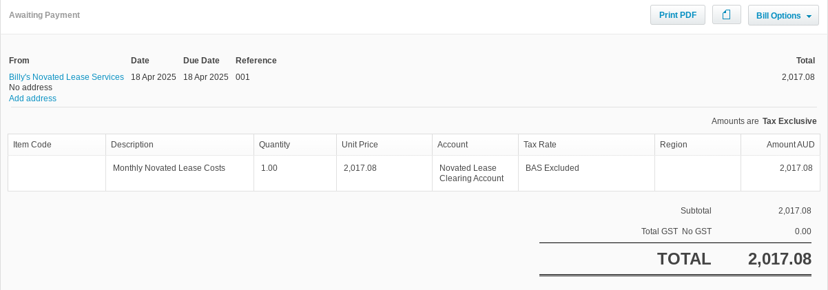 Fully Serviced Novated Leases - How to Set up in Xero — e-BAS Accounts
